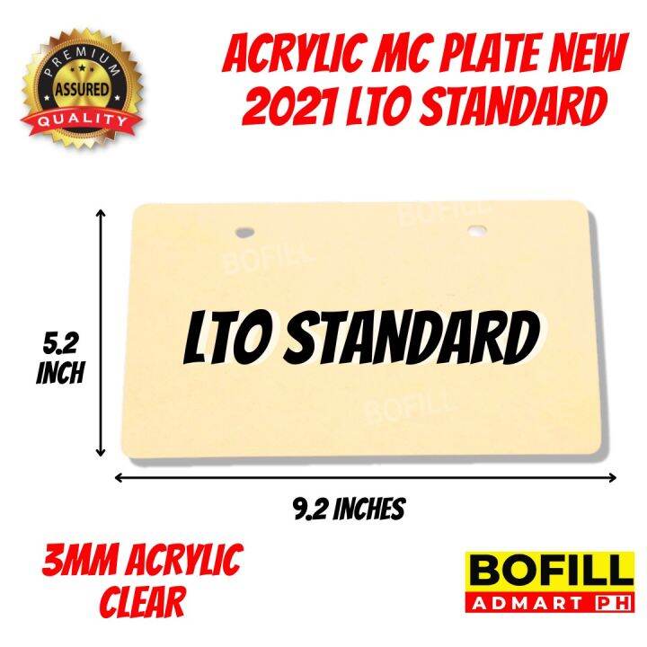 Acrylic MC Plate New 2021 LTO Standard Size | Lazada PH