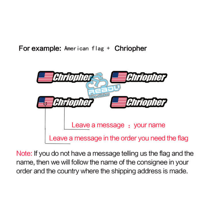 【CW】Flag and name sticker mountain bike frame logo personal name decals ...