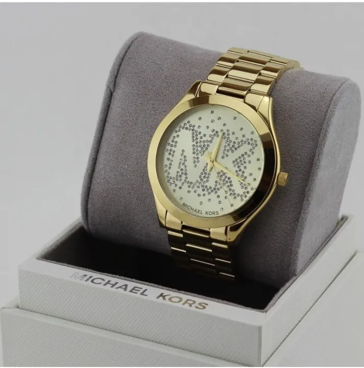 Authentic Michael Kors Slim Runway Gold Dial Ladies Watch MK3590 ...