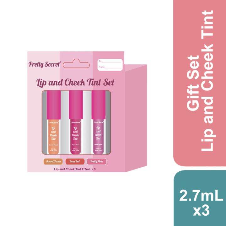 PRETTY SECRET Lip and Cheek Tint Gift Set (2024 Expiry) - 2.7ml x 3 Kit ...