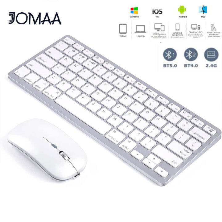 Jomaa Keyboard And Mouse Set Wireless Keyboard Multi Device Bluetooth Keyboard Rechargeable Dual
