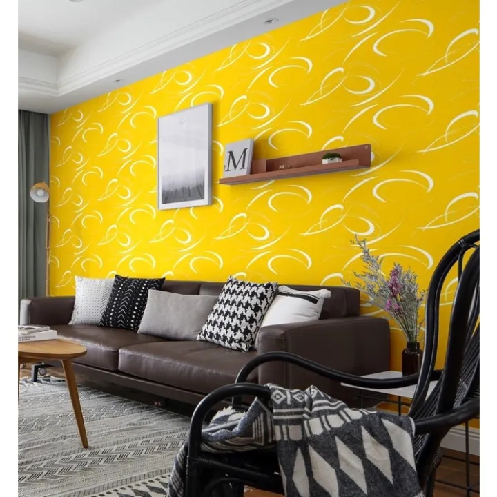 Wallpaper Stiker Dinding Garis Lengkung Kuning | Lazada Indonesia
