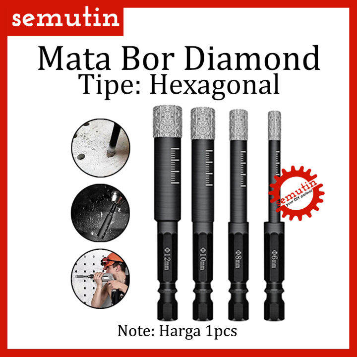 Mata Bor Diamond / Hexagonal Handle Holesaw Drill Bit Berlian Lubang Kaca Keramik Marmer Granit ...