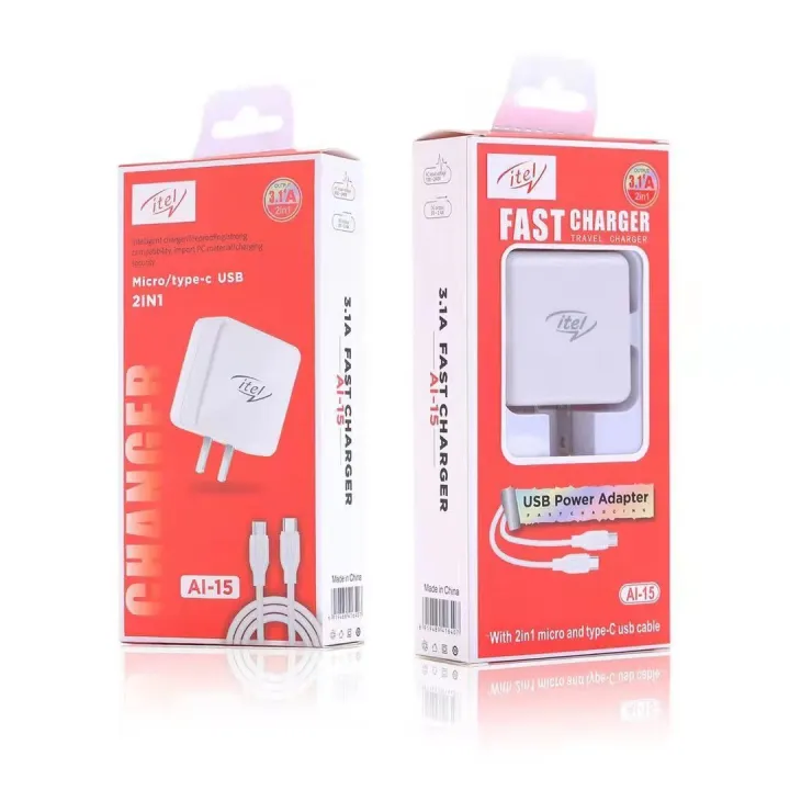 ITEL 3.1A 2in1 Data Cable Android And Type-C Charger | Lazada PH