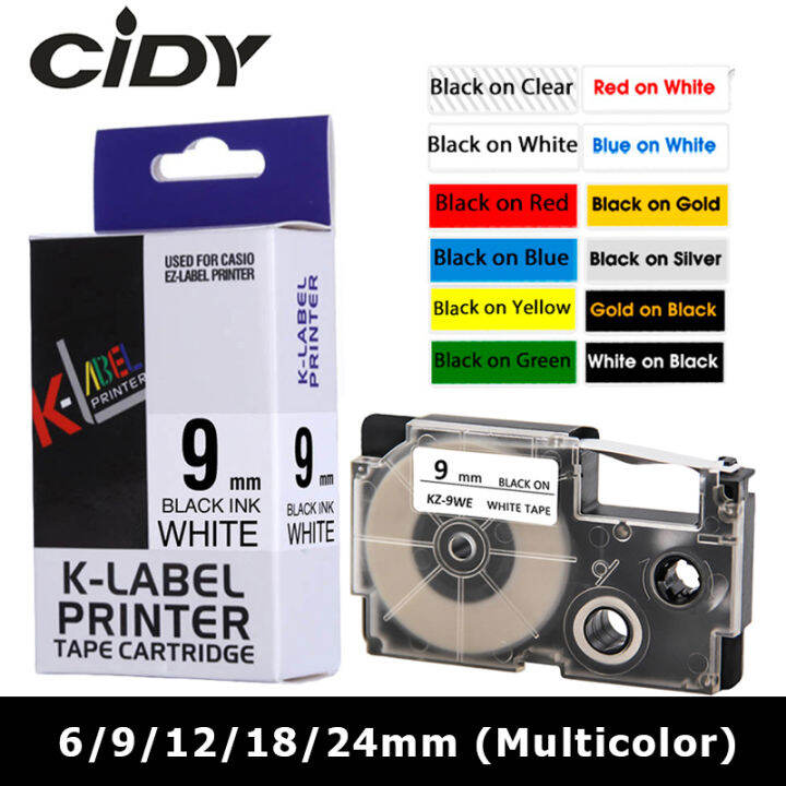 For Casio label tape 6mm 9mm 12mm 18mm 24mm XR-6WE XR-9WE XR-12WE XR-18WE XR-24WE XR-9X XR-9YW ...