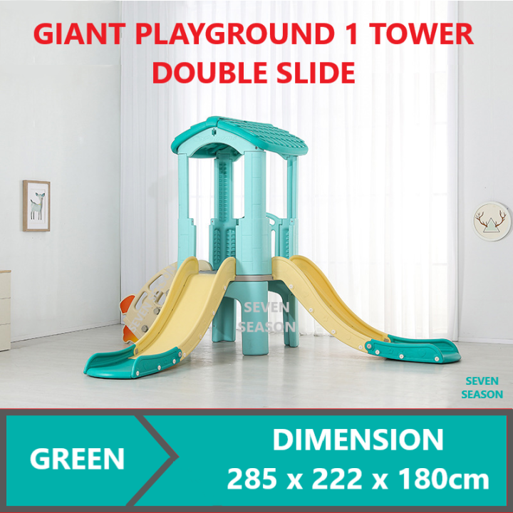 Giant Playground One Tower Kindergarten Kid Double Slide Stair Play Set ...