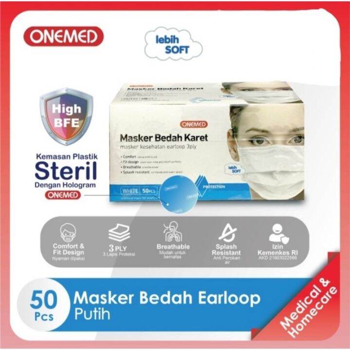 MASKER MEDIS MASKER BEDAH EARLOOP TELINGA ONEMED ORIGINAL MURAH WARNA ...