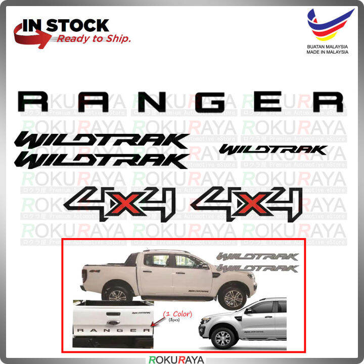 [BLACK] Ford Ranger Wildtrak 4x4 Sticker Emblem Logo Badge Sticker ...