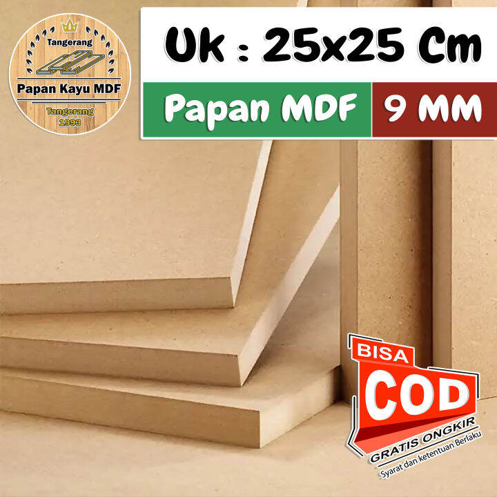 Kayu Papan MDF Ketebalan 9MM Ukuran 25x25cm MDF BOARD | Lazada Indonesia