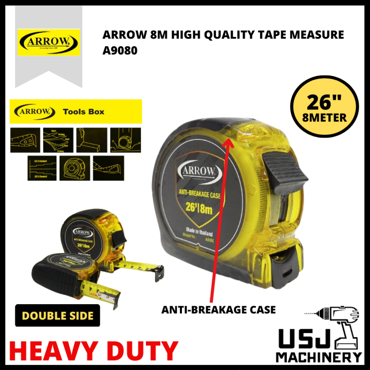ARROW 26"/8Meter High Quality Tape Measure - A9080 - Two Sided with ...