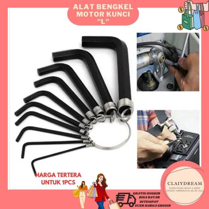 CLAIYDREAM ALAT BENGKEL MOTOR KUNCI L SET 10IN1 HEXAGONAL SEGIENAM ...