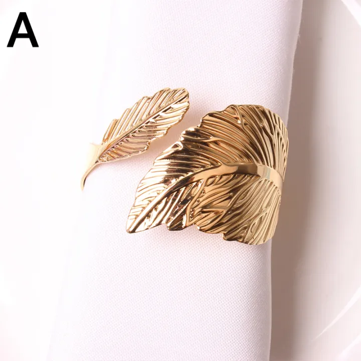 Nuoke 1ชิ้นตารางตกแต่งผ้าเช็ดปากหัวเข็มขัดผ้าเช็ดปากแหวนใบผ้าเช็ดปากเมเปิ้ลใบผ้าเช็ดปากหัวเข็ม ...