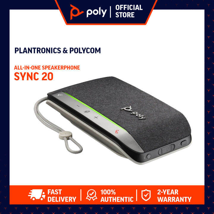 Poly Sync 20 Personal USB Bluetooth Smart Speakerphone Speaker Reddot ...