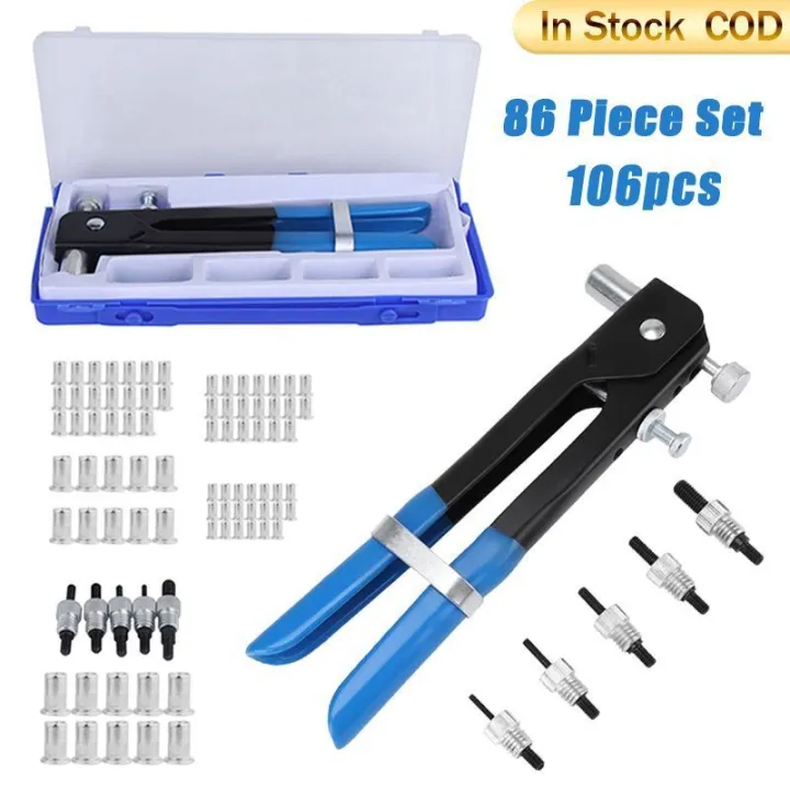 86PCS Manually Pull The Female Gun Rivet Nut Tool Kit Riveter Wrench ...