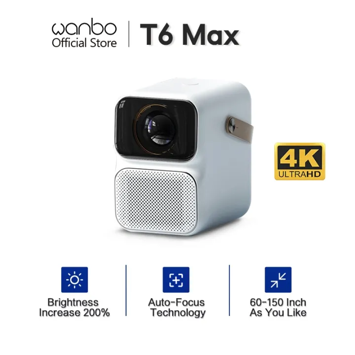 2022 New Wanbo T6 Max 4K Auto-Focus Projector Portable Android 9.0 ...