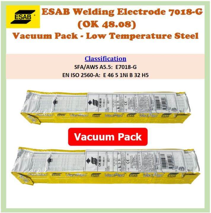 ESAB Welding Electrode 7018-G (OK 48.08) Vacuum Pack - Low Temperature Steel -- E7018 / 7018 ...
