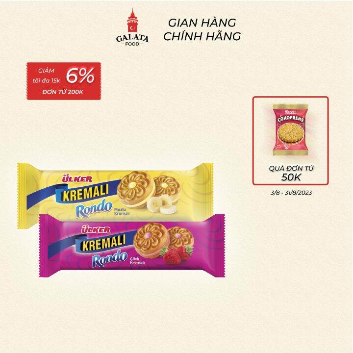 Bánh quy ULKER RONDO kẹp kem vị Dâu/ Chuối loại 61g | Lazada.vn