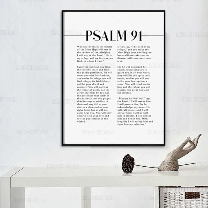 Psalm 91 Scripture Wall Art, He Who Dwells In The Shelter, Bible Verse ...