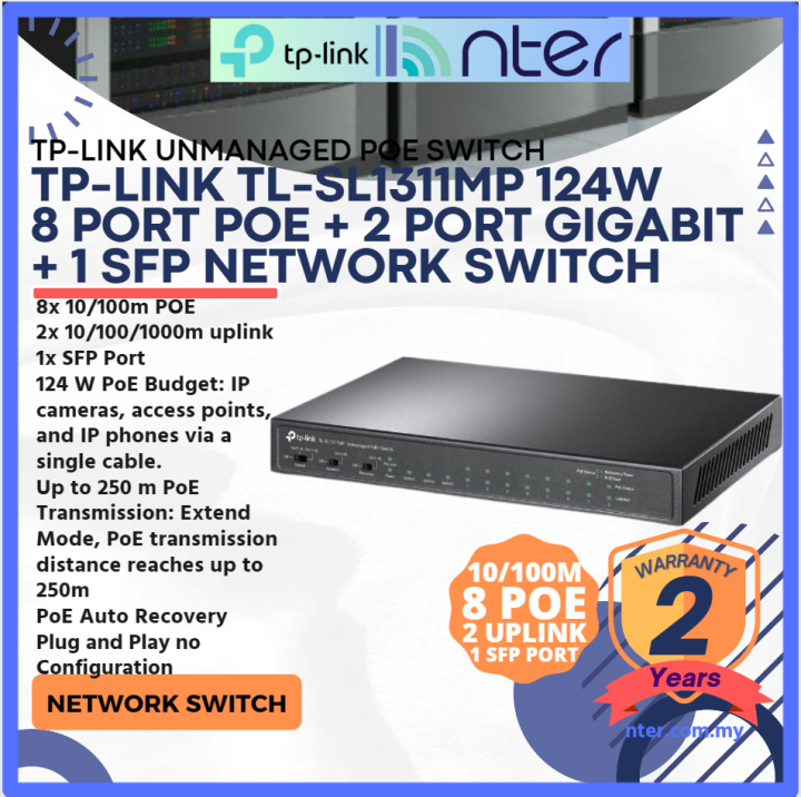 TP-LINK Tplink 8 Port 100M IP Network Rackmount POE Switch 8 Port POE 2x Gigabit Uplink 1x SFP ...