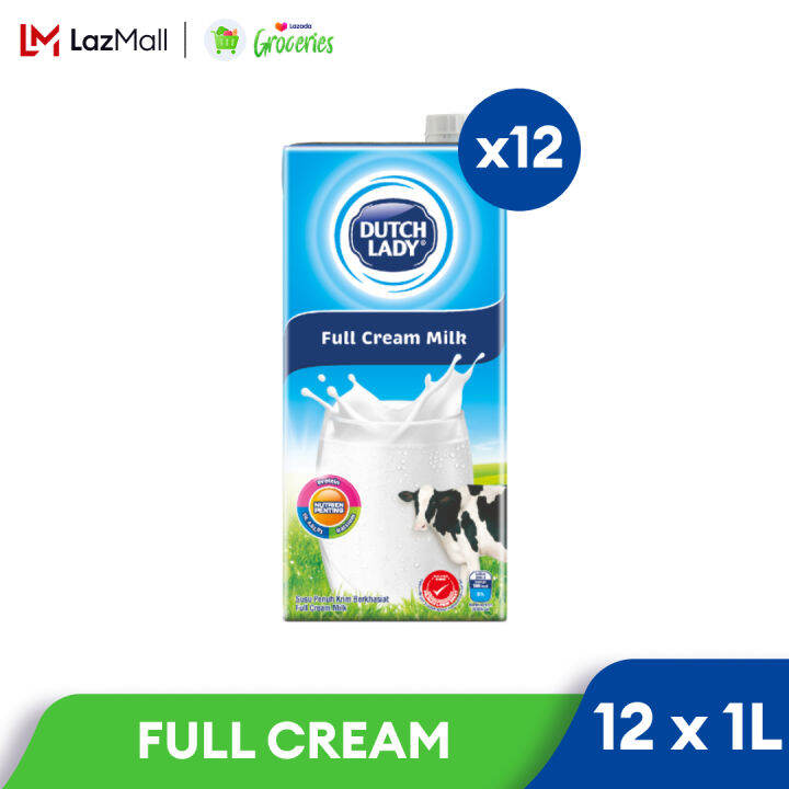 [CARTON] Dutch Lady UHT Milk - Full Cream (1L x 12) | Lazada