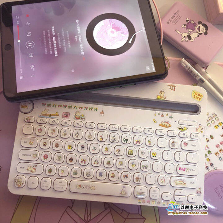 Cartoon cute keyboard stickers wireless Bluetooth computer button ...
