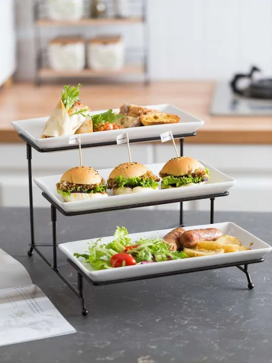 3 tier Buffet server Rectangle with Metal Stand | Lazada PH