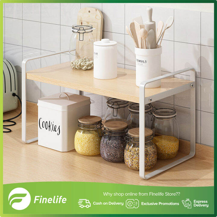 Finelife Kitchen Countertops Wrought Iron Layered Racks Desktop Storage ...