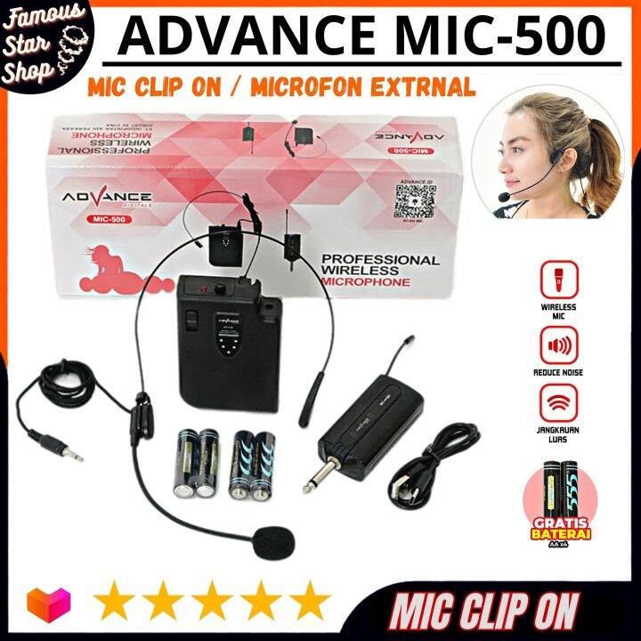 ADVANCE MIC-500 Mic Clip On Bando Wireless Microphone Receiver | Clip On Advance Mic-500 | Mic ...