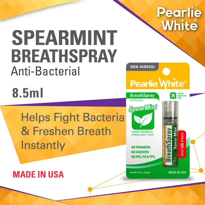 Pearlie White Anti-Bacterial Breath Spray – Spear Mint 100 Sprays | Lazada