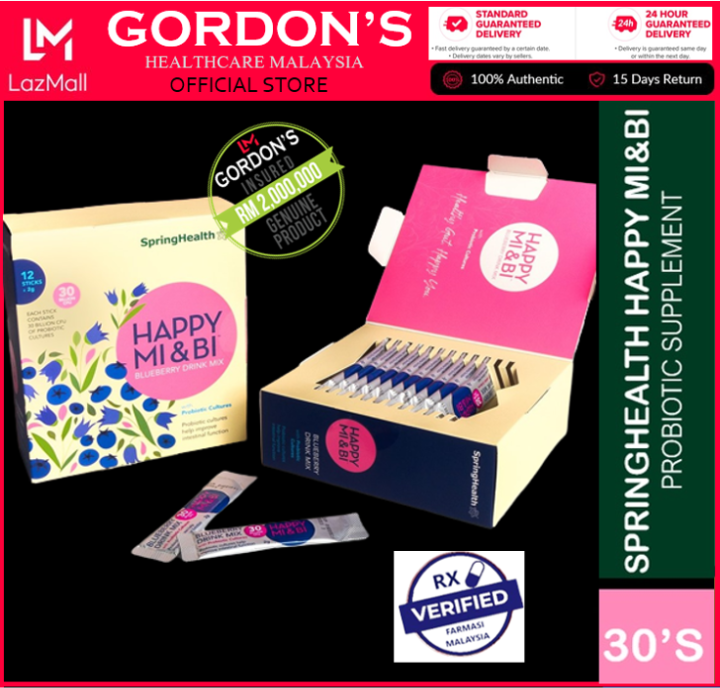 SpringHealth Happy MI&BI Blueberry Drink Mix with 30 Billion CFU ...
