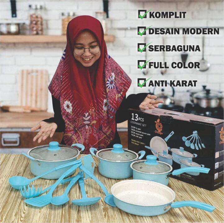 [COD]TERMURAH!!! - Panci Set 13 pcs Cookware Set FREE BUBBLE WRAP ...