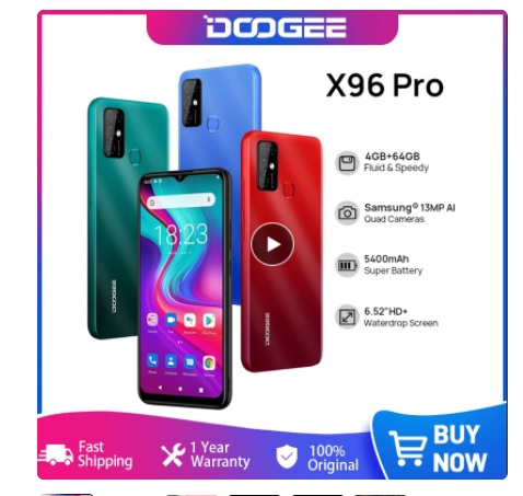 DOOGEE X96 Pro Smartphone 4GB+64GB 13MP Quad Camera Cellphones Celular ...