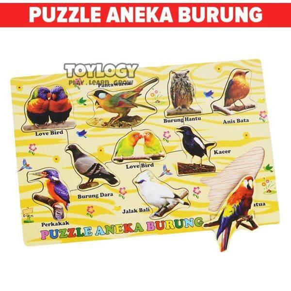 Puzzle Anak Mainan Kayu Edukasi Pazel Gambar Nama Jenis Burung Puzle ...