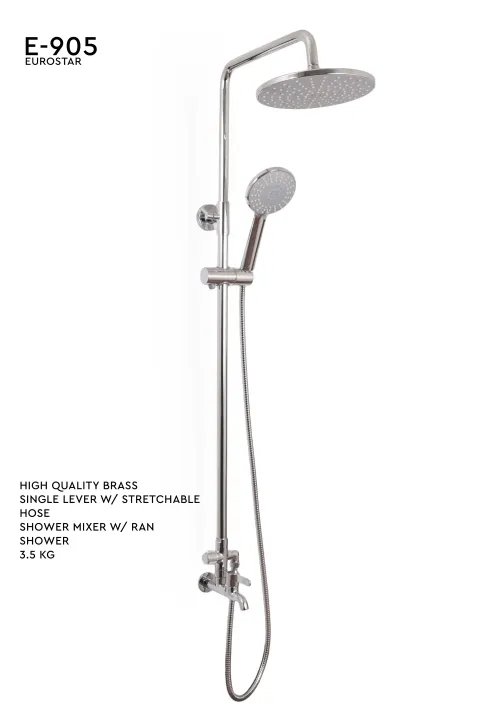 Eurostar Single Lever w/ Stretchable Hose Shower Mixer w/ Ran Shower 3 ...