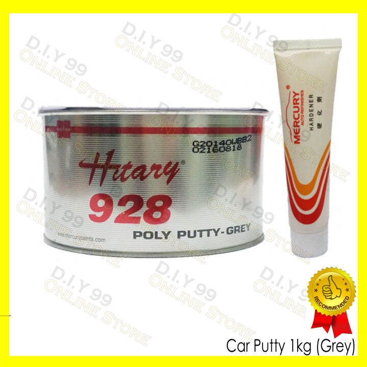 Hitary 928 Car Poly Putty 1kg (Grey) With Hardener / Putty Kereta Siap ...