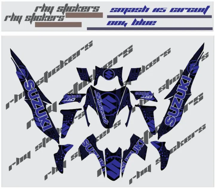 Decals Sticker for Suzuki Smash 115, 001 circuit blue | Lazada PH