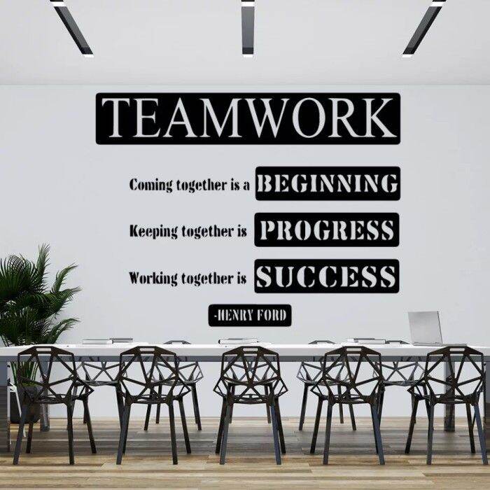 Wall Sticker Stiker Dinding Kaca Teamwork Quotes Motivasi Ruang Kantor ...