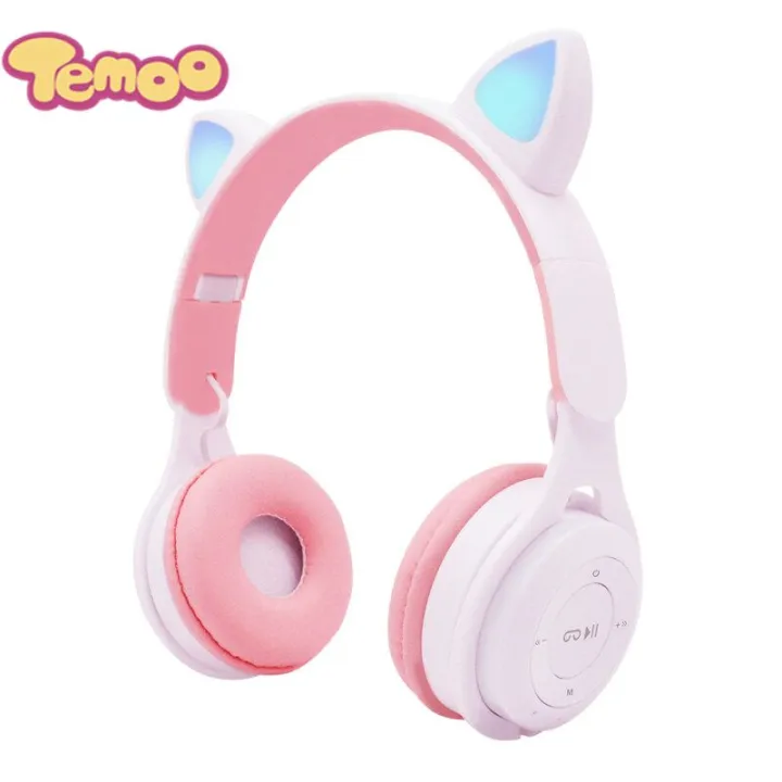 Temoo M6หูฟังหูเด็ก,หูฟังไร้สายบลูทูธพร้อมไมค์เด็กผู้หญิงเบสสเตอริโอหูฟังโทรศัพท์หมวกกันน็อคปรับ ...