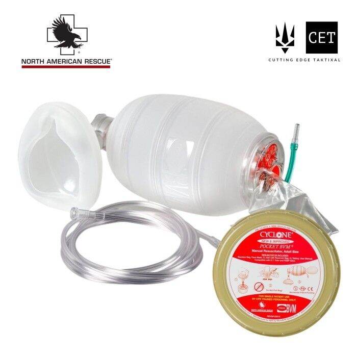 NAR Cyclone Pocket BVM w/ O2 Tubing - Bag Valve Mask Resuscitator TCCC ...