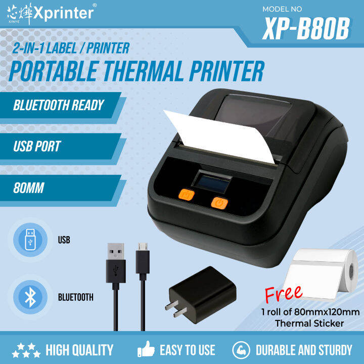 Xprinter BLUETOOTH+USB 2 IN 1 Thermal Label Sticker And POS Receipt Paper Printer 3inch 80mm ...