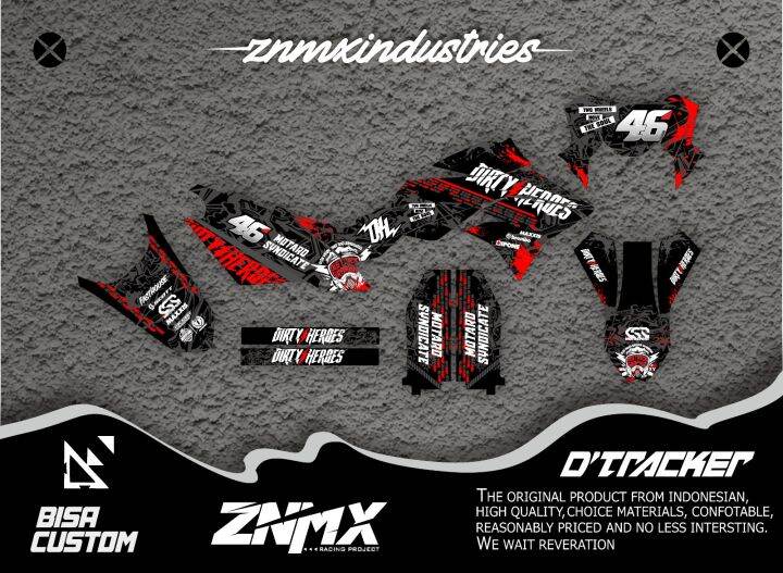 decal klx dtracker hitam merah full body bisa custom | Lazada Indonesia
