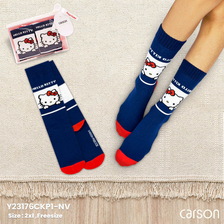 ถุงเท้าข้อยาว | Carson kids | HELLO KITTY | สี : เทา,กรมท่า | Lazada.co.th