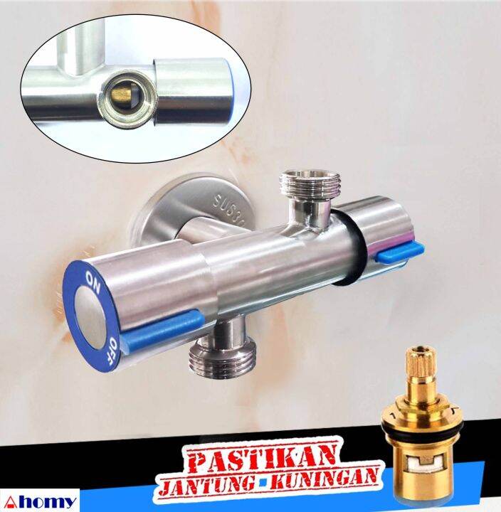 stop kran sus 304 cabang 2 atas bawah 2C2H AB hzw jantung kuningan | Lazada Indonesia