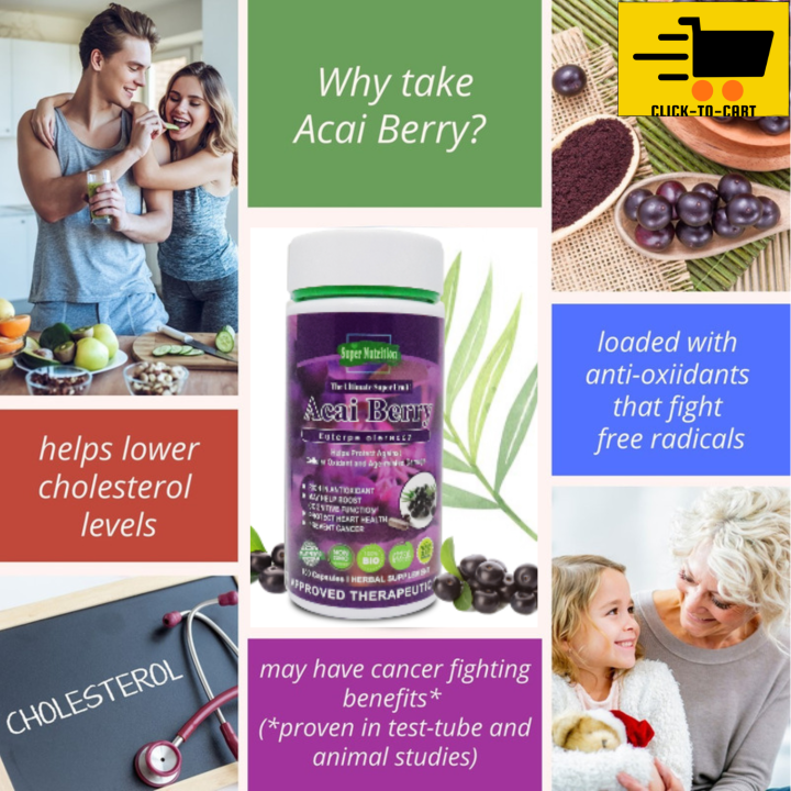 Super Nutrition Acai Berry Herbal Supplement 100 Capsule x 500mg ...