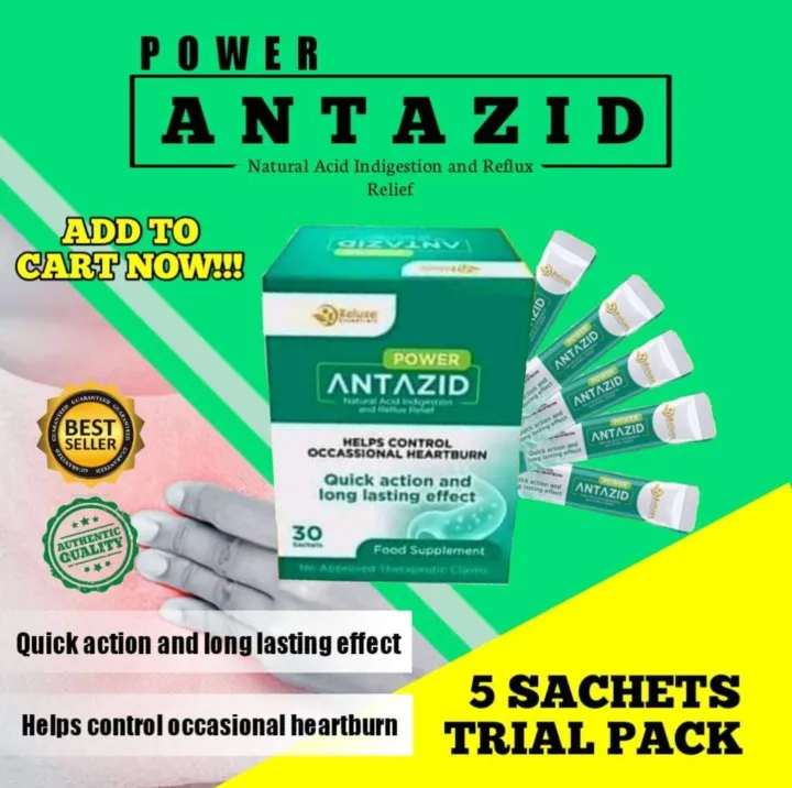 (5 Sachets Trial Pack) POWER ANTAZID Natural Acid Indigestion and ...