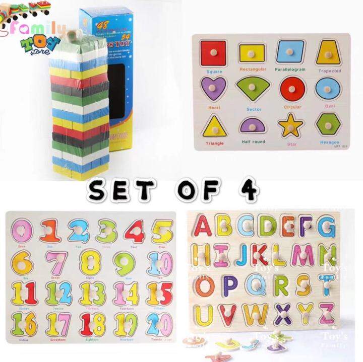 Toy's Family SET OF 4 Jenga small +Wooden Alphabet + Wooden Number ...