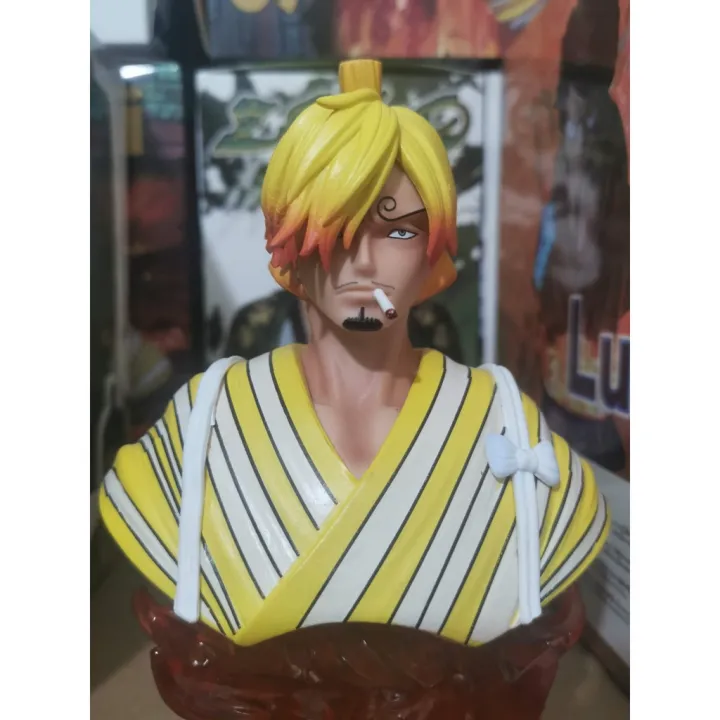 One Piece Luffy Zoro Sanji Wano head bust with led light action figure ...