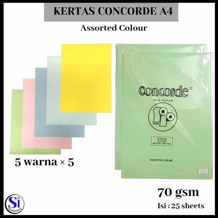 Kertas Concorde A4 70Gsm Isi 25 Sheet 5Colour | Lazada Indonesia