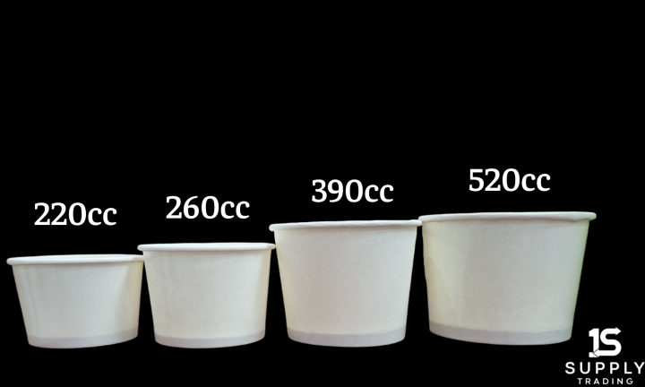 50pcs Paper Bowl 220cc,260cc,320cc,390cc,520cc with Lid- Disposable ...