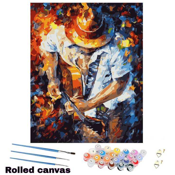 DIY Paint By Numbers Abstract Guitar Player Hobbyist Kit Acrylic ...